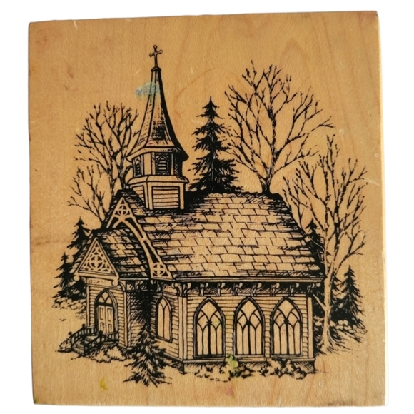 rubber stamps | Design | Vintage 996 Church Among Trees Rubber Stamp 4 ...
